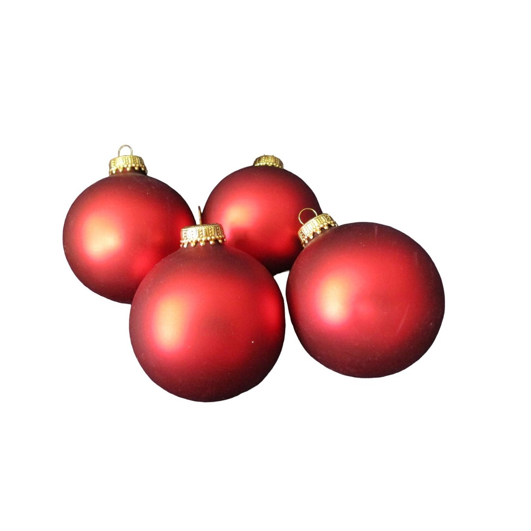 Christmas by Krebs Matte Red Mercury Style Round Ball Ornaments Gold ...