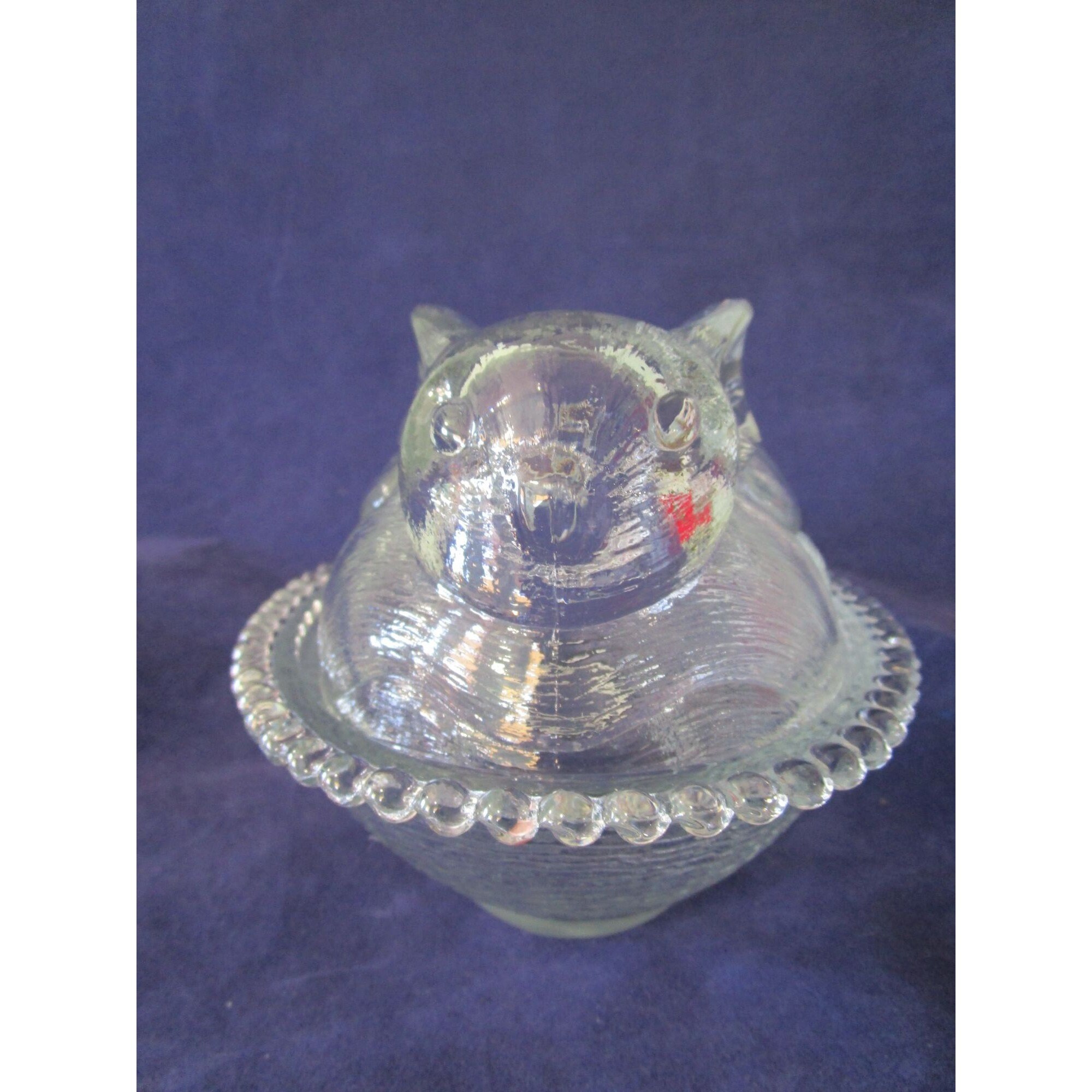 Bunny Rabbit on Nest Tiara Indiana Glass Clear Boopie Candlewick Style ...