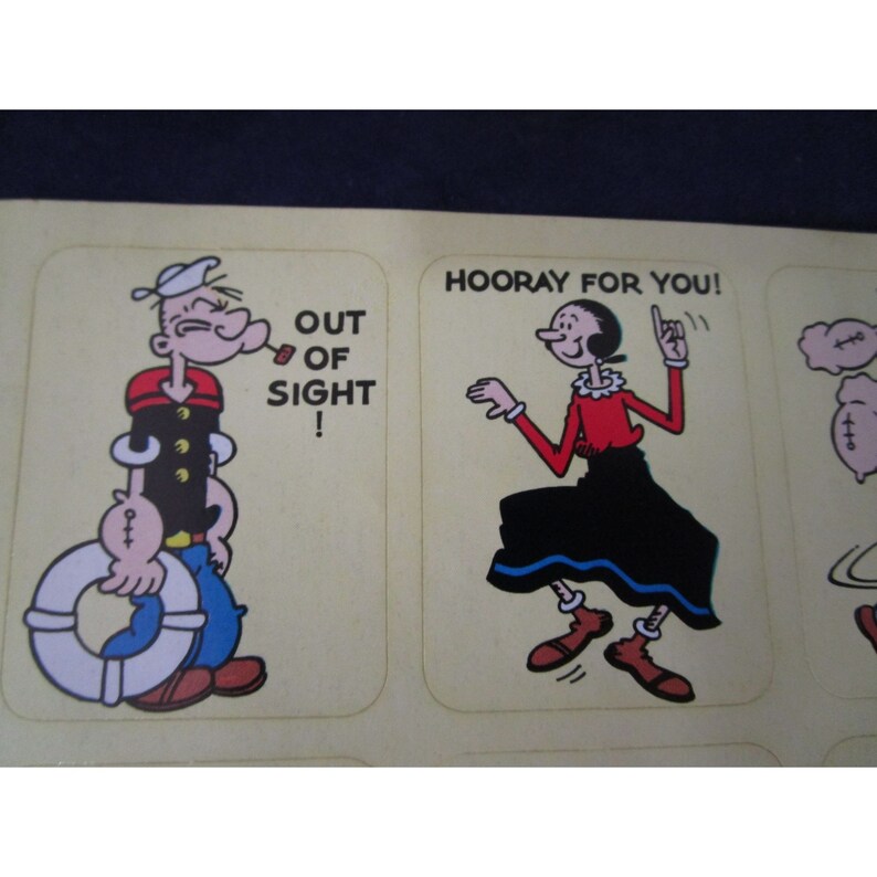 Popeye Stickers Vintage 1981 Fasson King Features Syndicate Minor ...