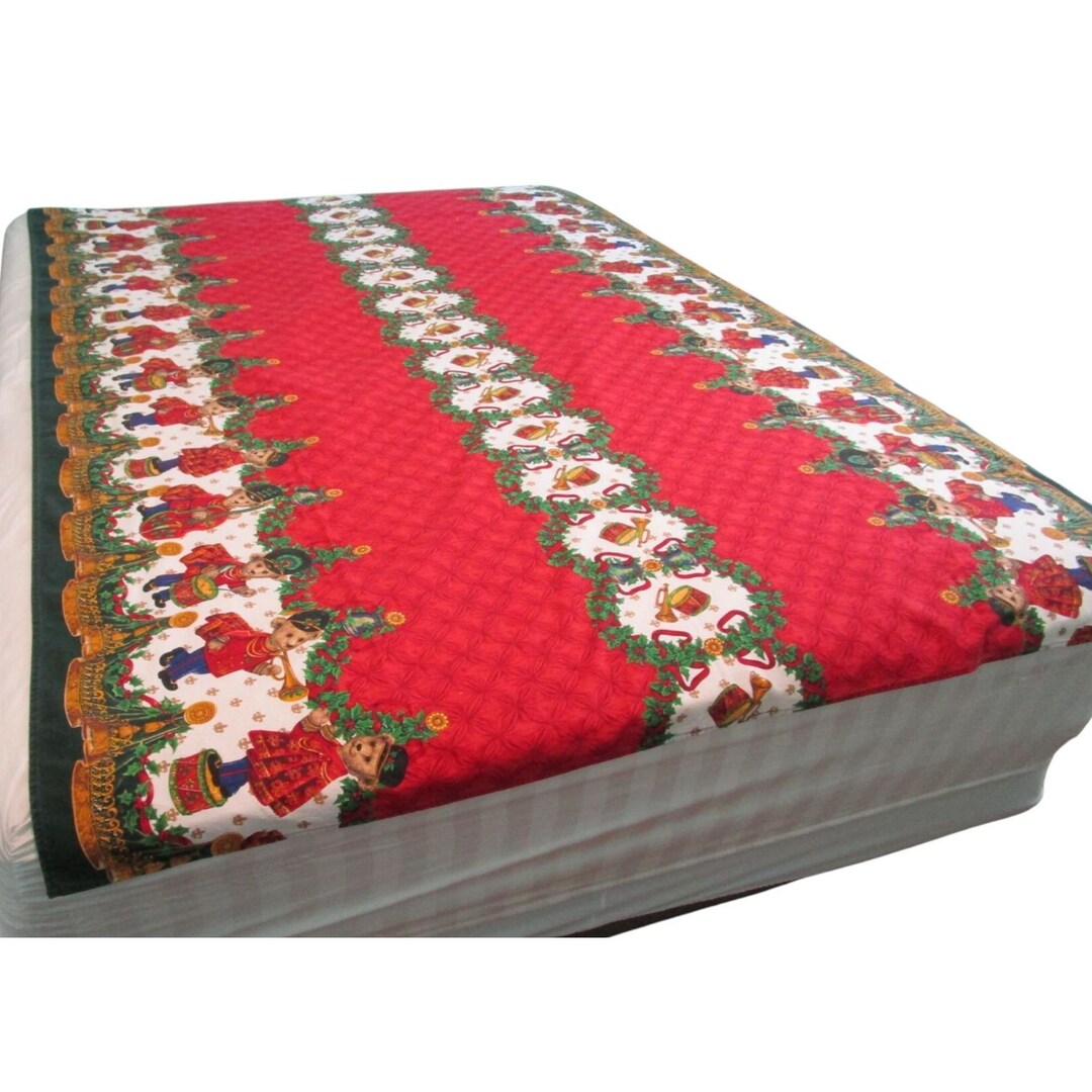 Vintage Christmas Teddy Bear Marching Band Wilton Court Tablecloth ...