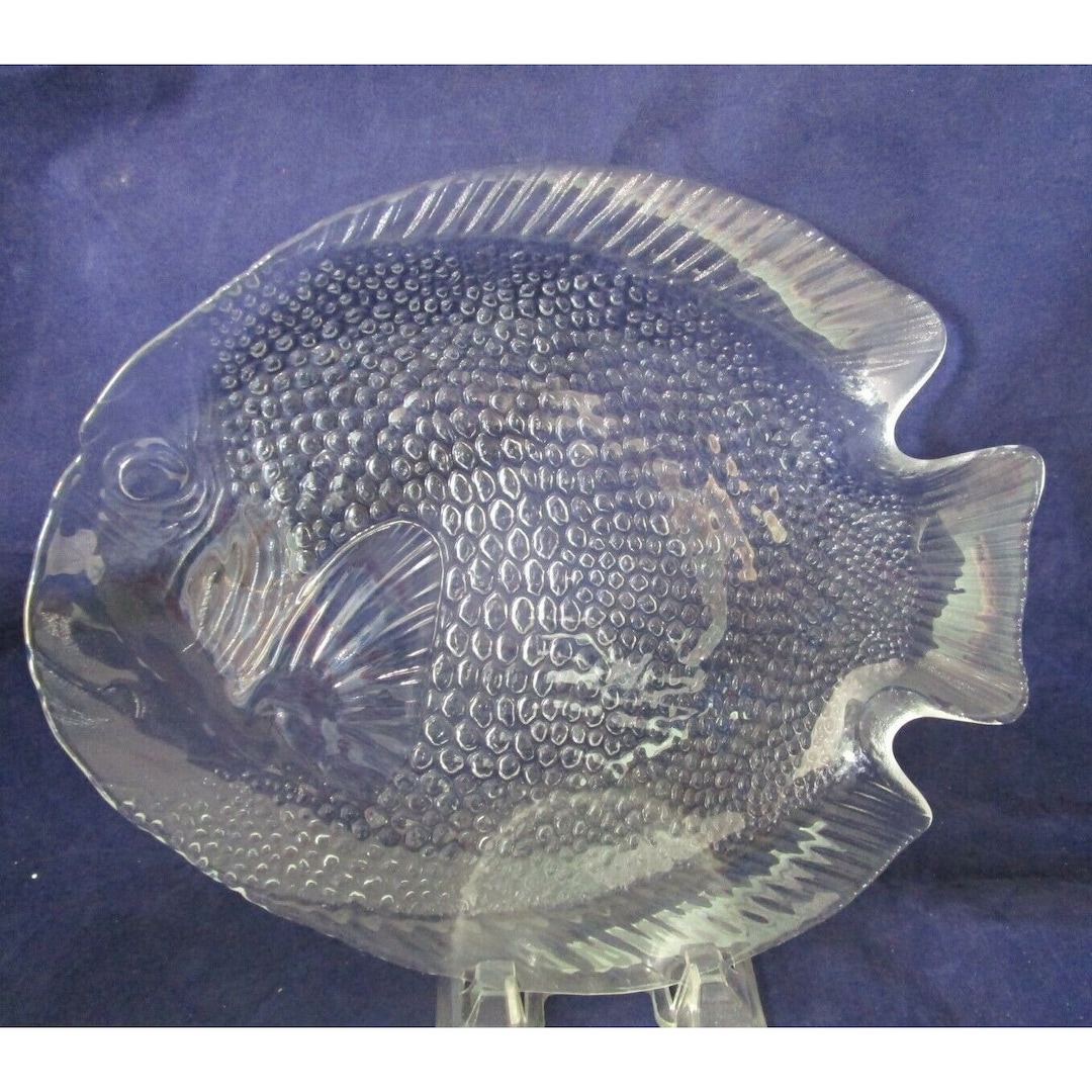 Vintage Arcoroc Poisson Clear Glass Fish Plate 10 1/4" Made in France ...