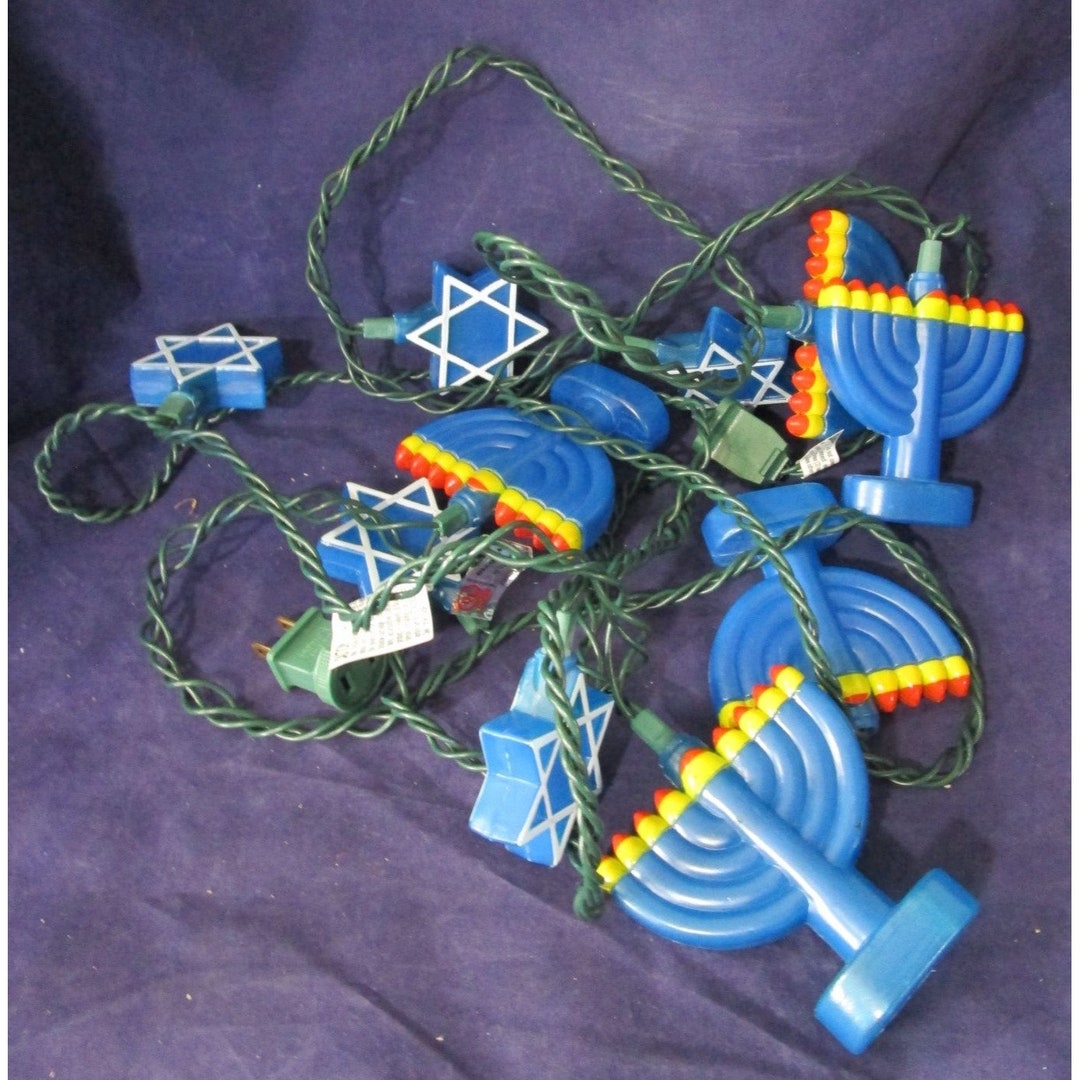 Hannukah Party Lights Menorah Star of David String Ten Light Works GUC ...