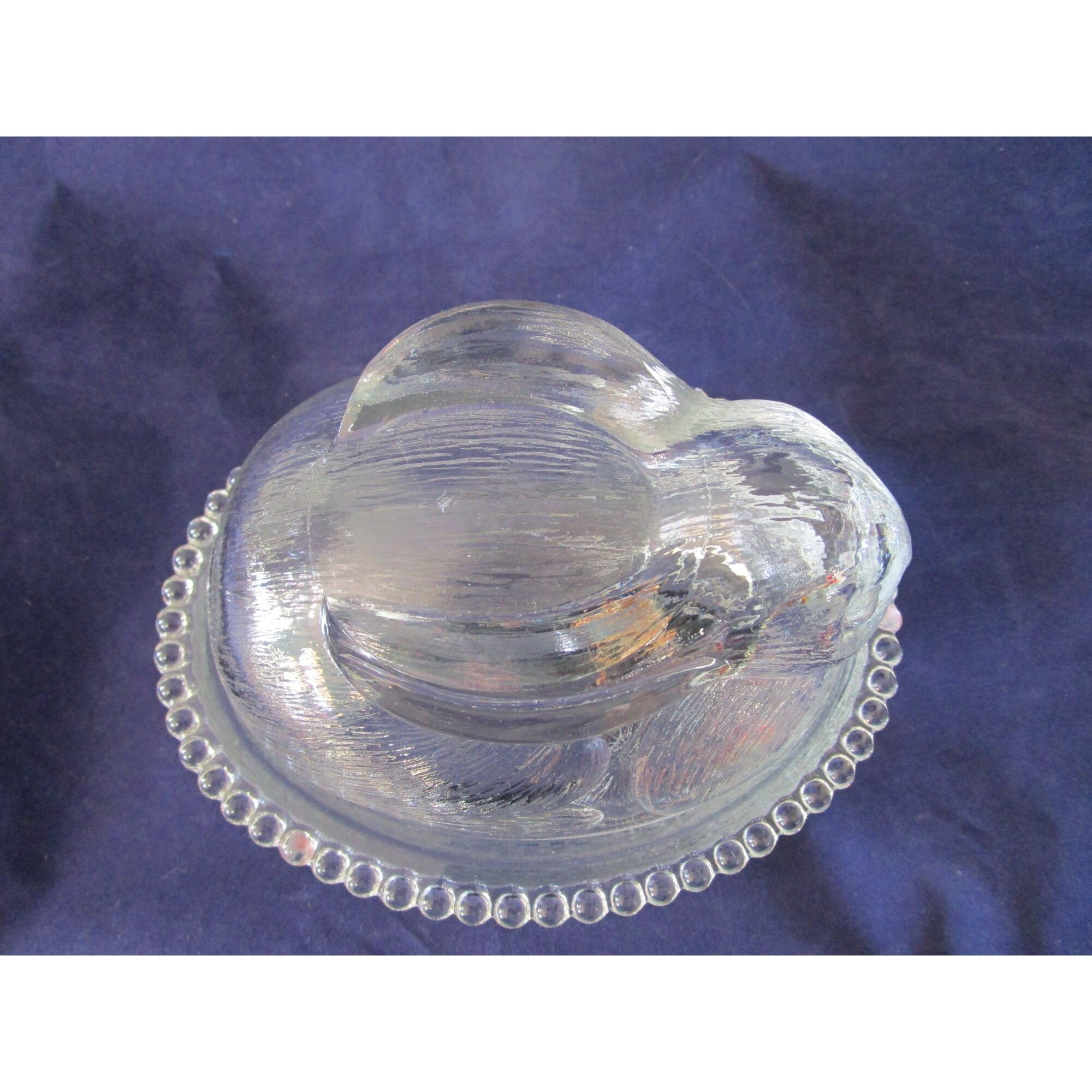 Bunny Rabbit on Nest Tiara Indiana Glass Clear Boopie Candlewick Style ...