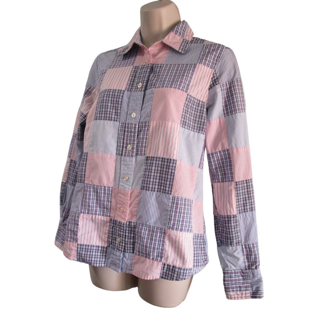 Vineyard Vines Plaid Check Pinstripe Patchwork Button up Blouse - Etsy