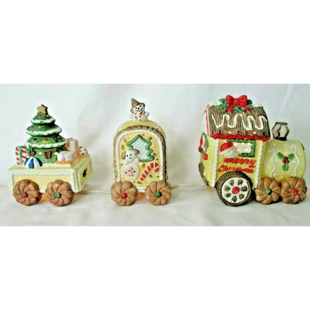 Gingerbread Train Christmas Cookie Locomotive 3pc Set GUC Original Box ...
