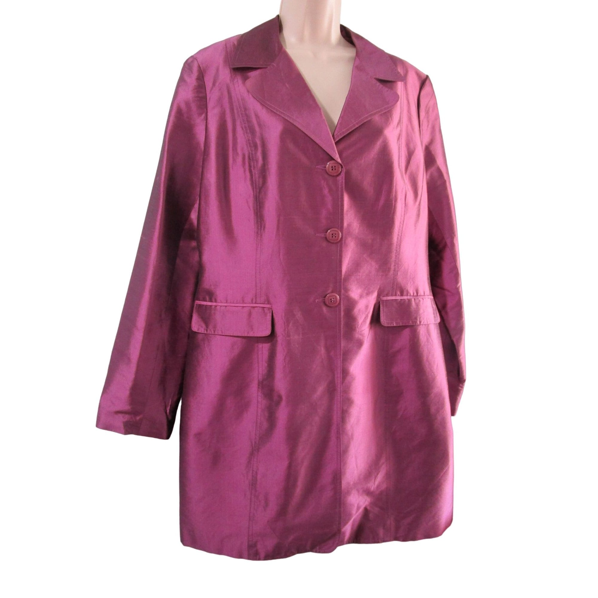 Mulberry Purple Silk Shantung Duster Coat Lined Three Button 16 Allison ...