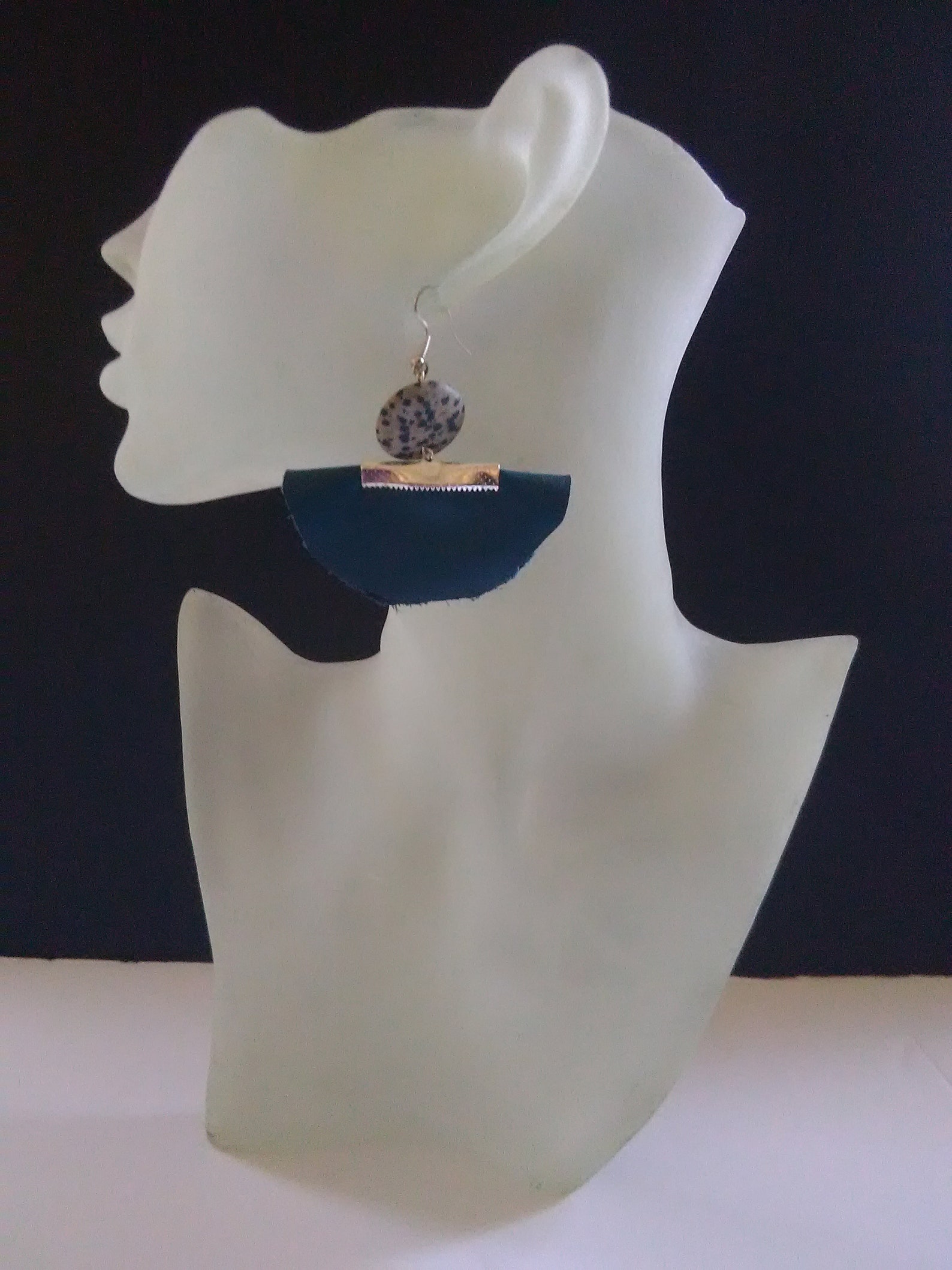 Handmade Leather Crescent Ear-rings With Semi-precious - Etsy