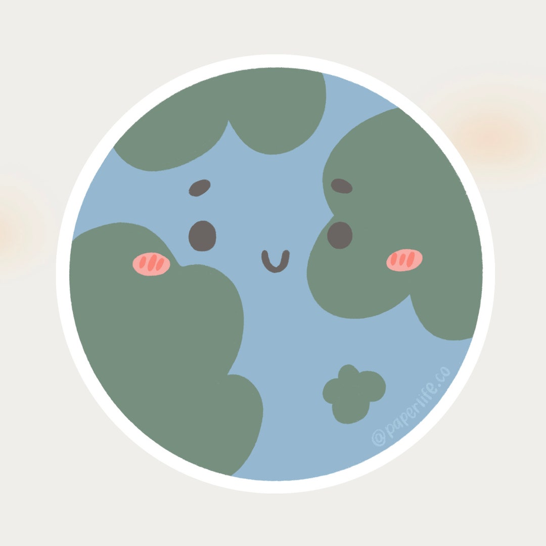 Cute Earth Vinyl Sticker - Etsy