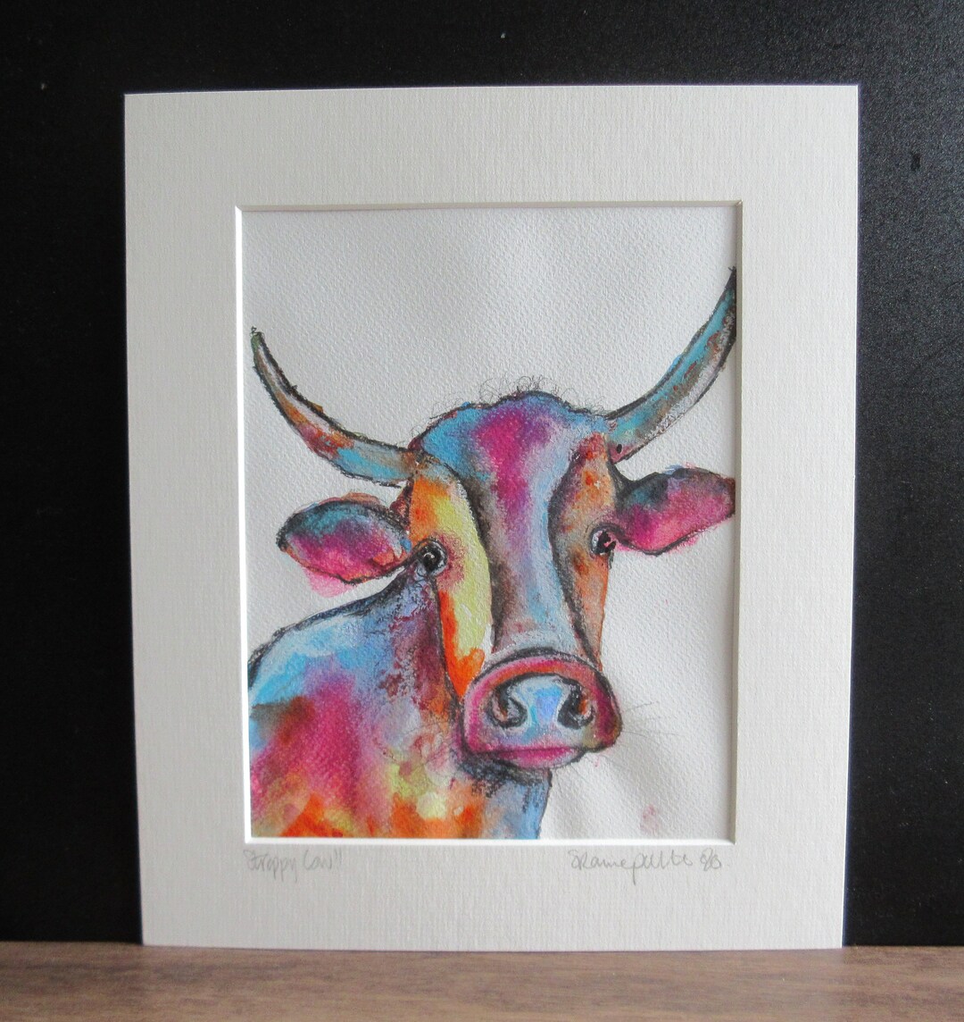Stroppy Cow.an Original Watercolour and Pastel Painting by Suzanne ...