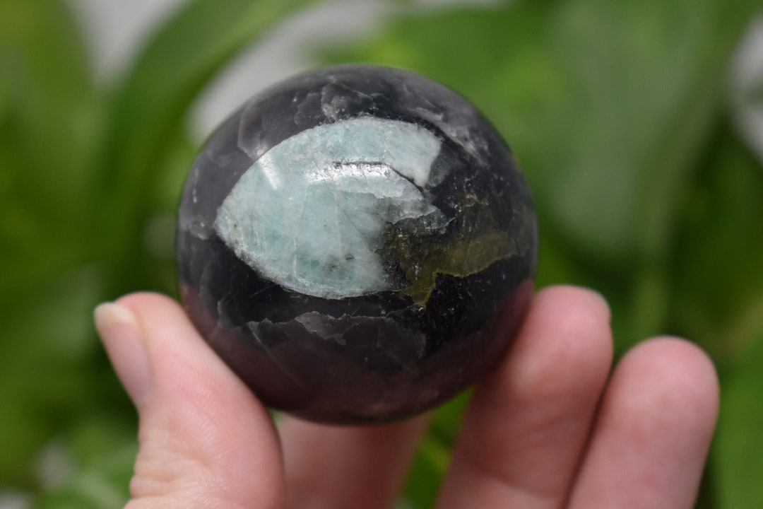 Emerald Sphere With Matrix Natural Formation Tube Crystal Green Beryl With Matrix Carved Stone ...