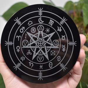 Black Obsidian Mirror Reflective Scrying Disc With Stand Beautiful ...