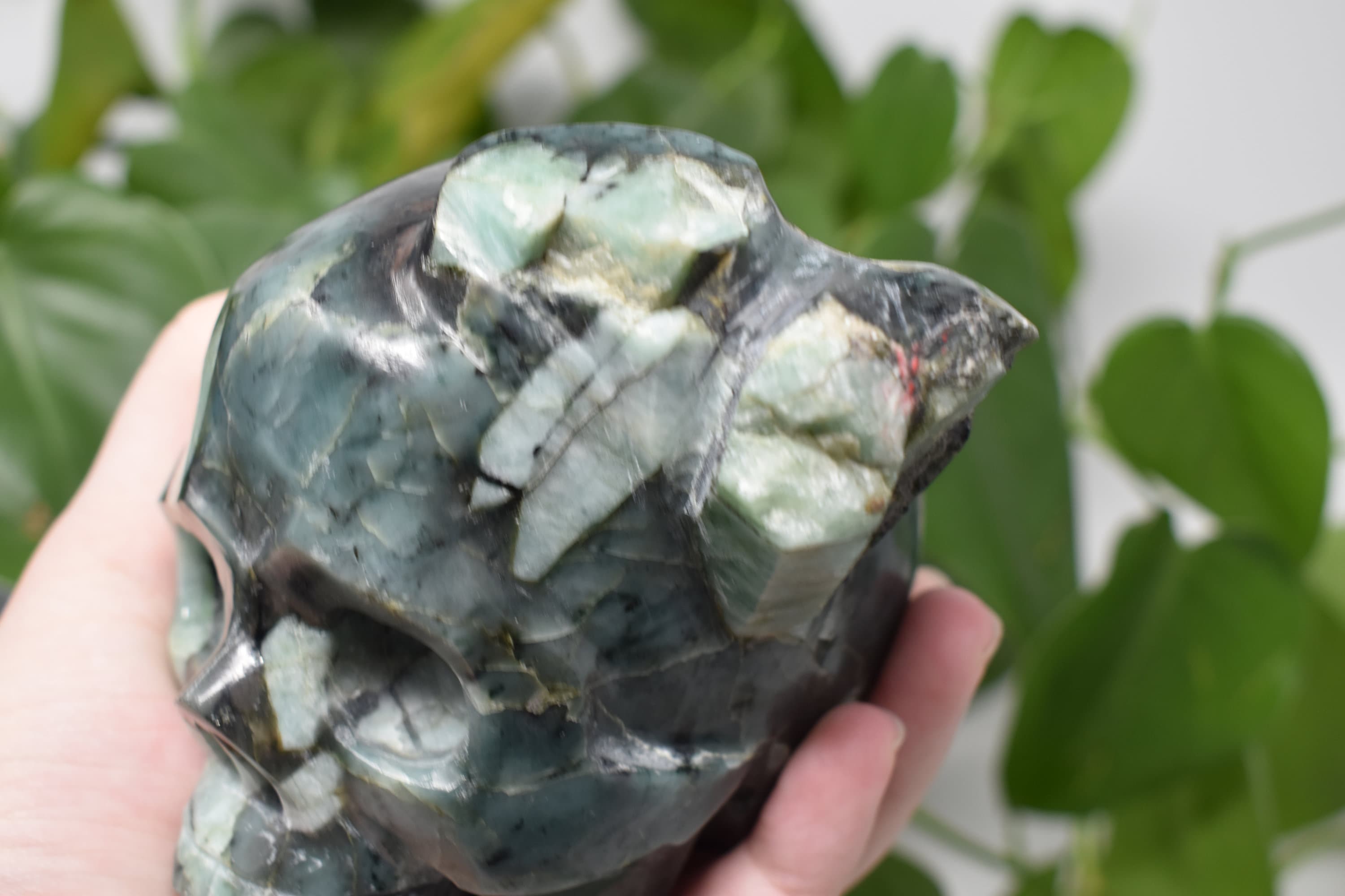 Emerald Skull With Natural Tube Crystal Green Beryl With | Etsy