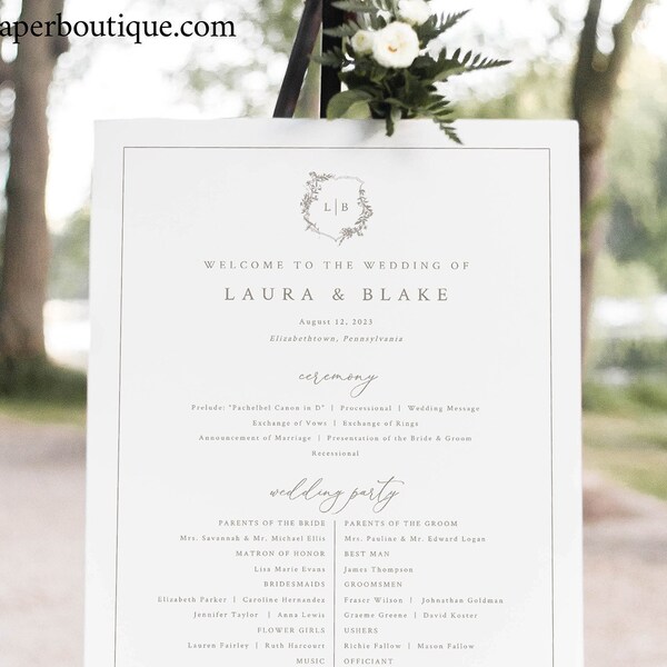 Wedding Program Sign - Etsy