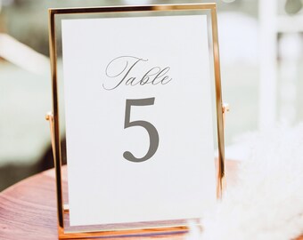 Table Number Sign Template Modern Calligraphy Instant - Etsy UK
