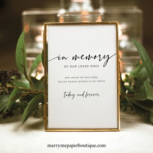 In Memory Sign Template, Modern Calligraphy, 5x7, in Memory Sign ...