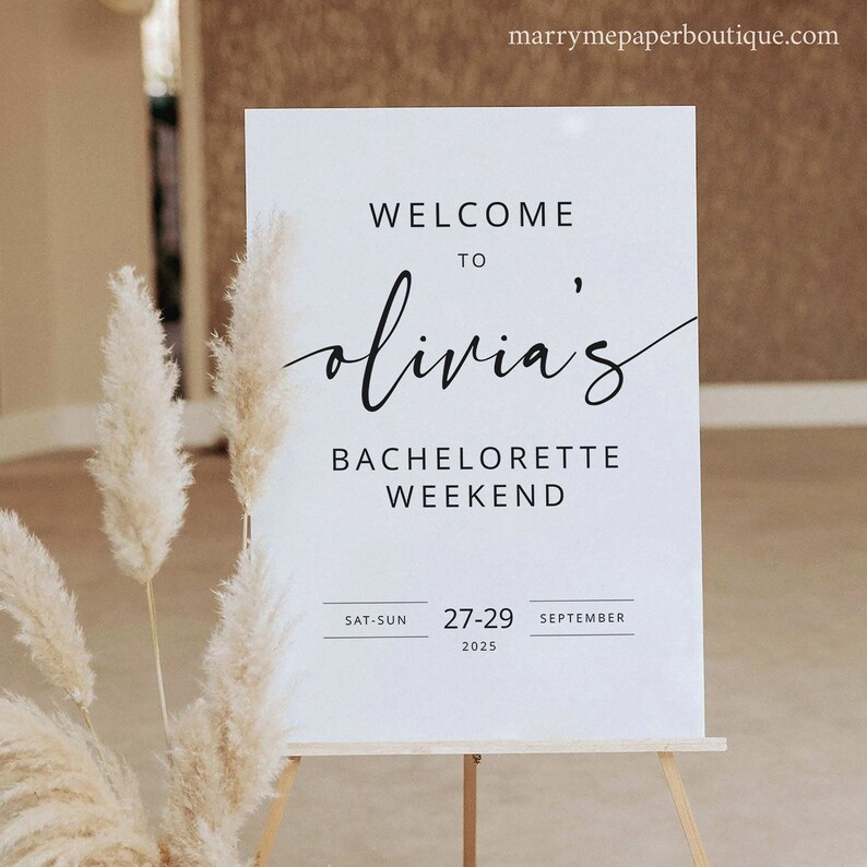 Bachelorette Party Welcome Sign Template Modern Calligraphy - Etsy