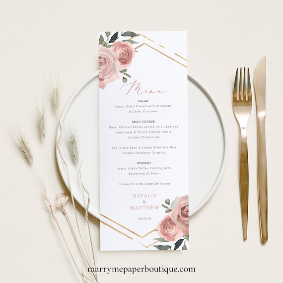Table Menu Card Template