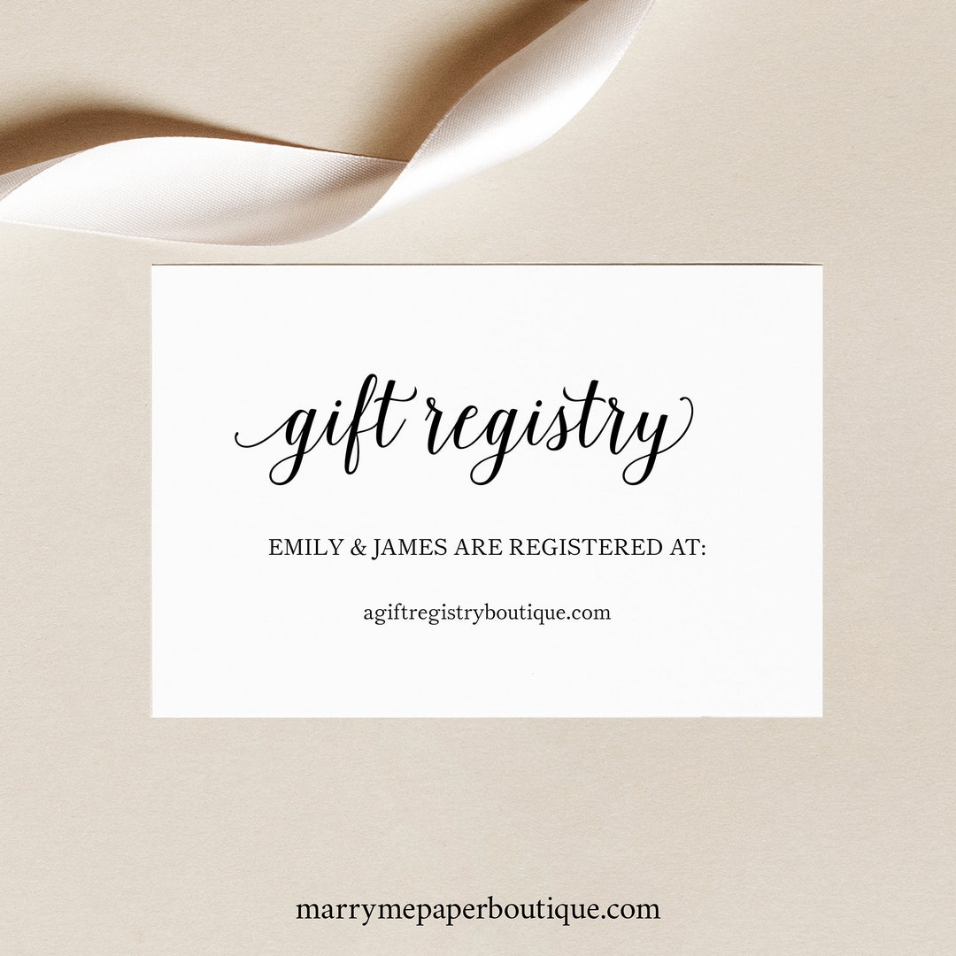 Wedding Registry Card Template Modern Script Editable - Etsy