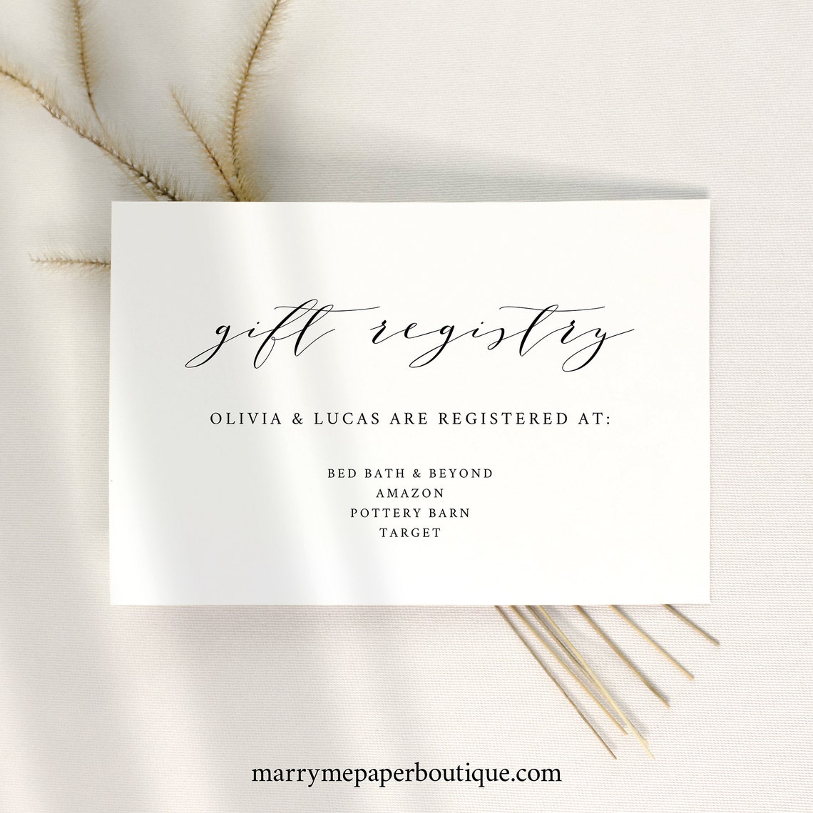 Wedding Registry Card Template Elegant Script Editable - Etsy