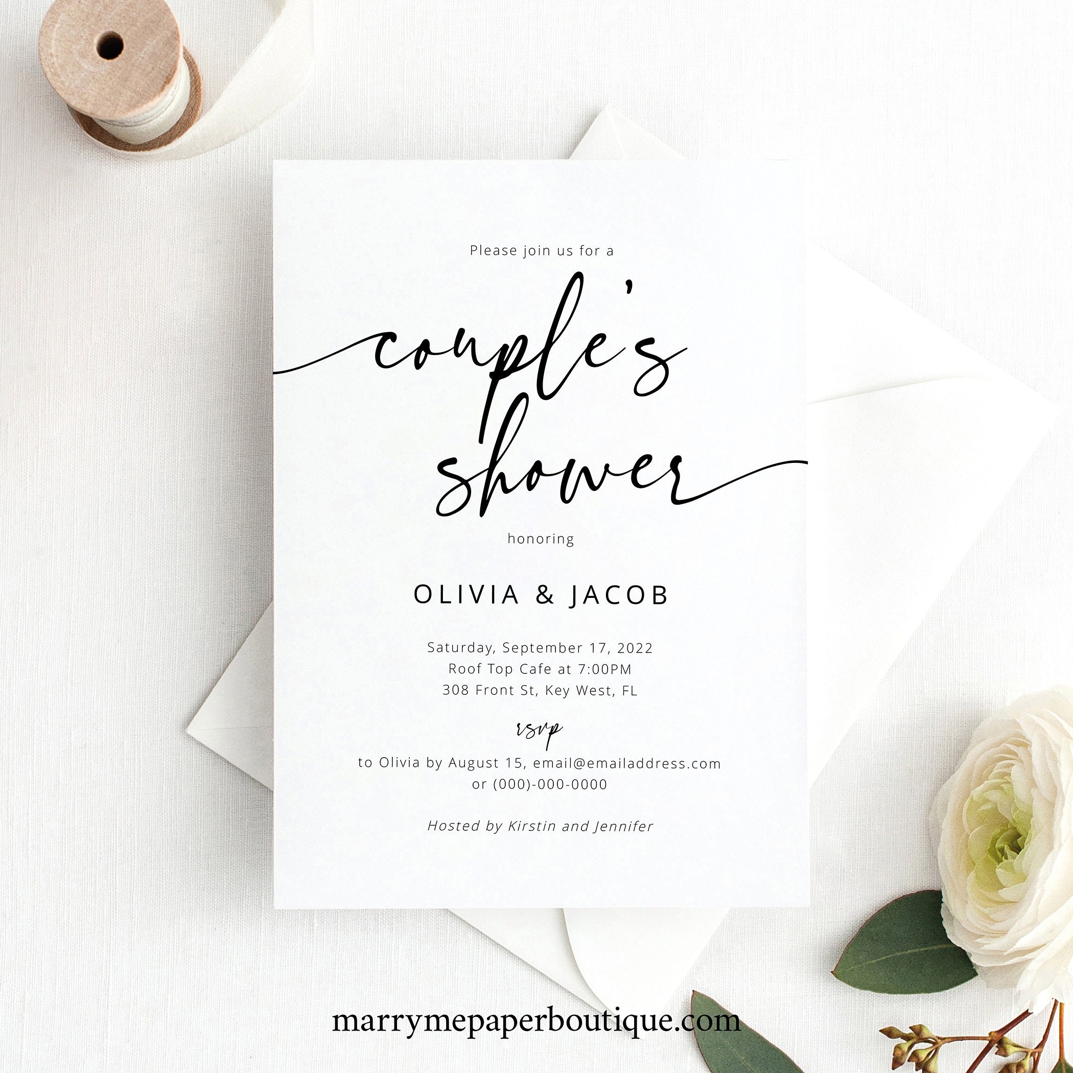 Couples Shower Invitation Template Modern Calligraphy | Etsy