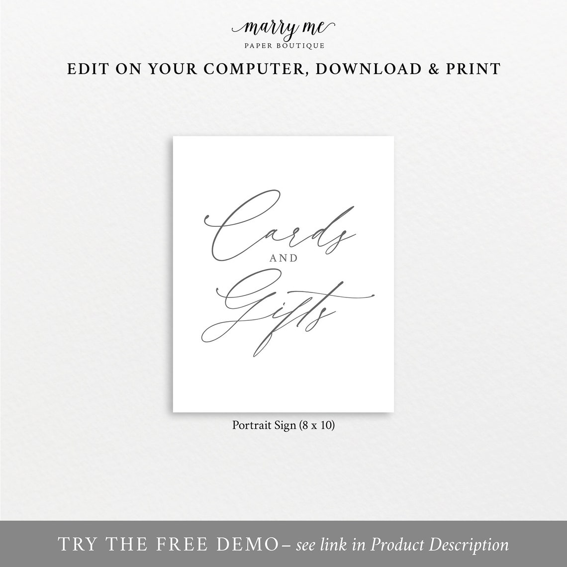 Cards & Gifts Sign Template Modern Stylish Script Editable - Etsy