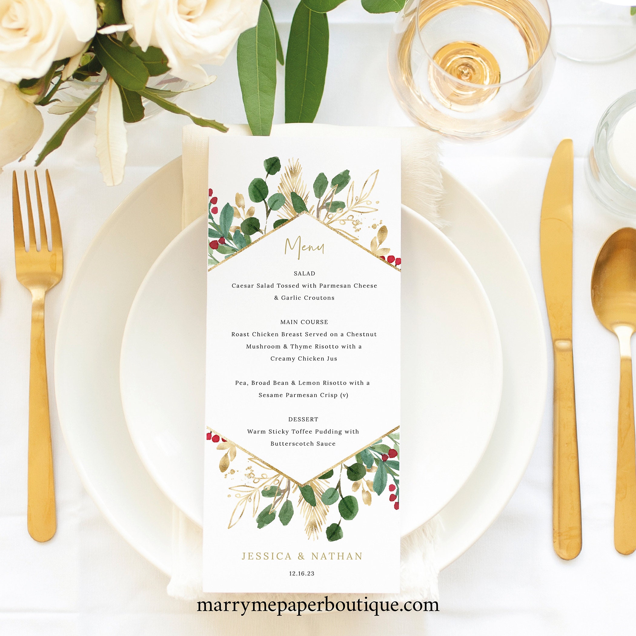 Winter Berry Menu Template Christmas Wedding Menu Printable - Etsy UK