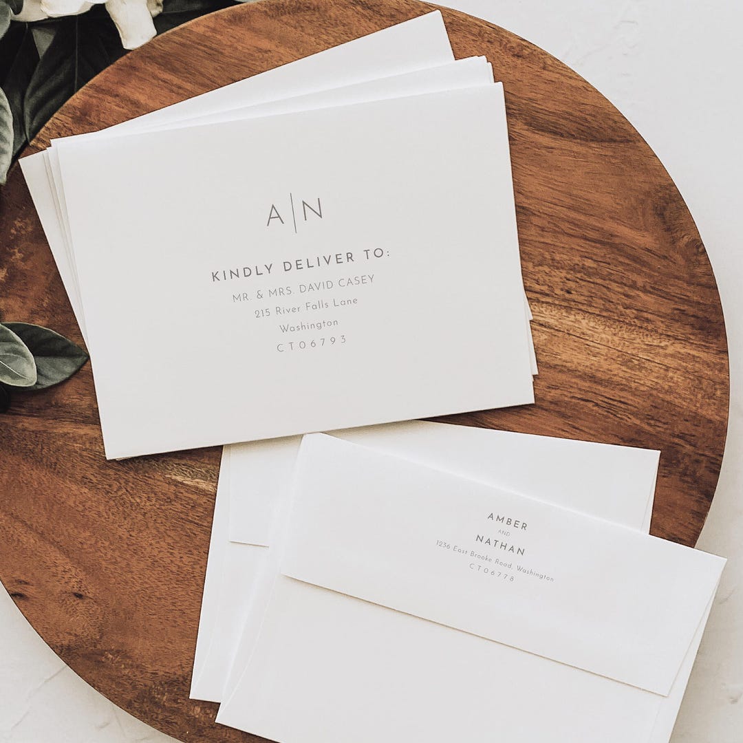 Envelope Addressing Template, Classic Monogram Border, DIY Envelope ...