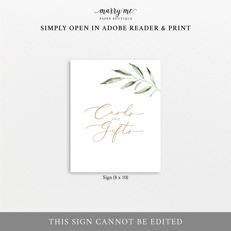 Cards & Gifts Sign Template Non-editable Instant Download - Etsy