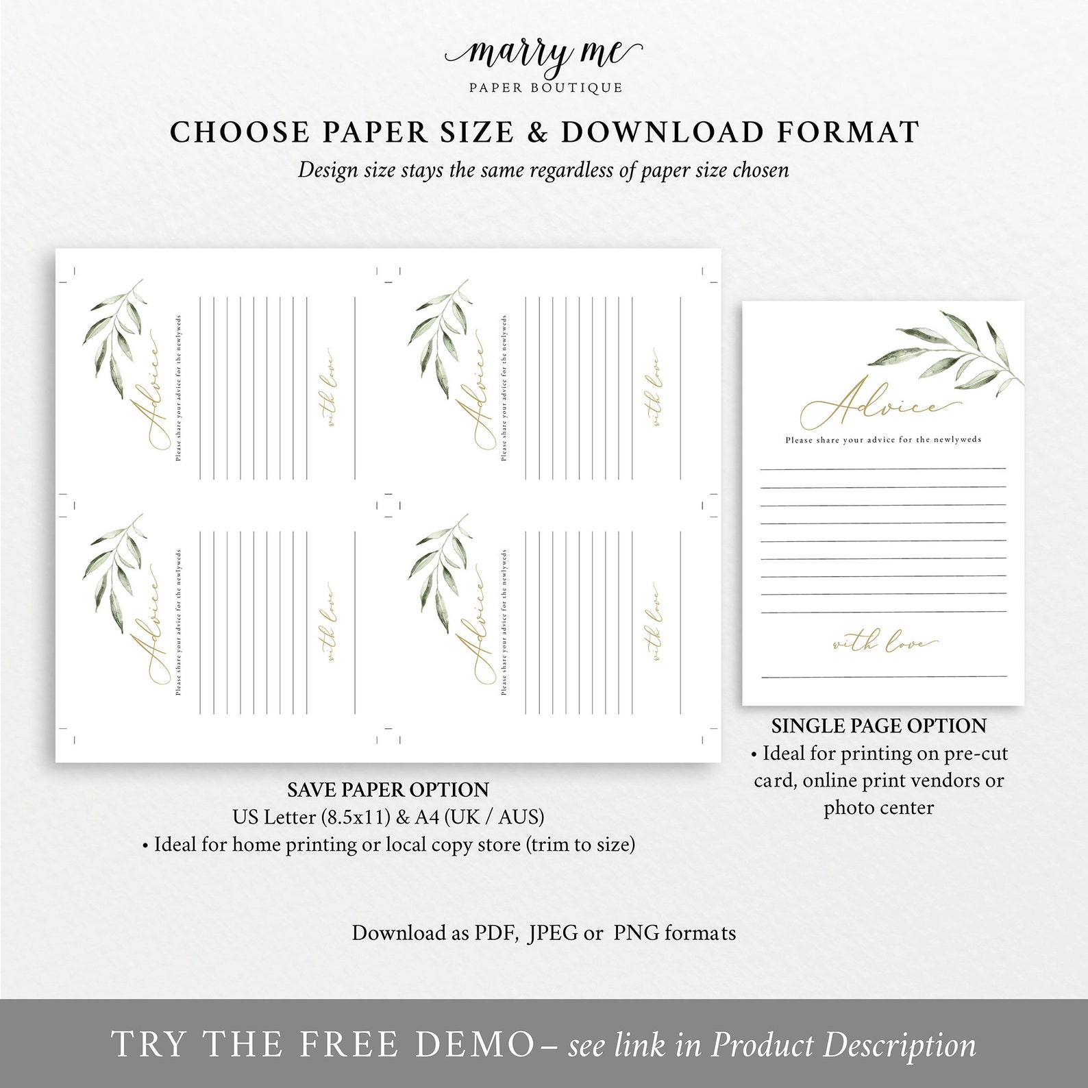 Advice Card Template FREE Demo Available Editable Instant - Etsy