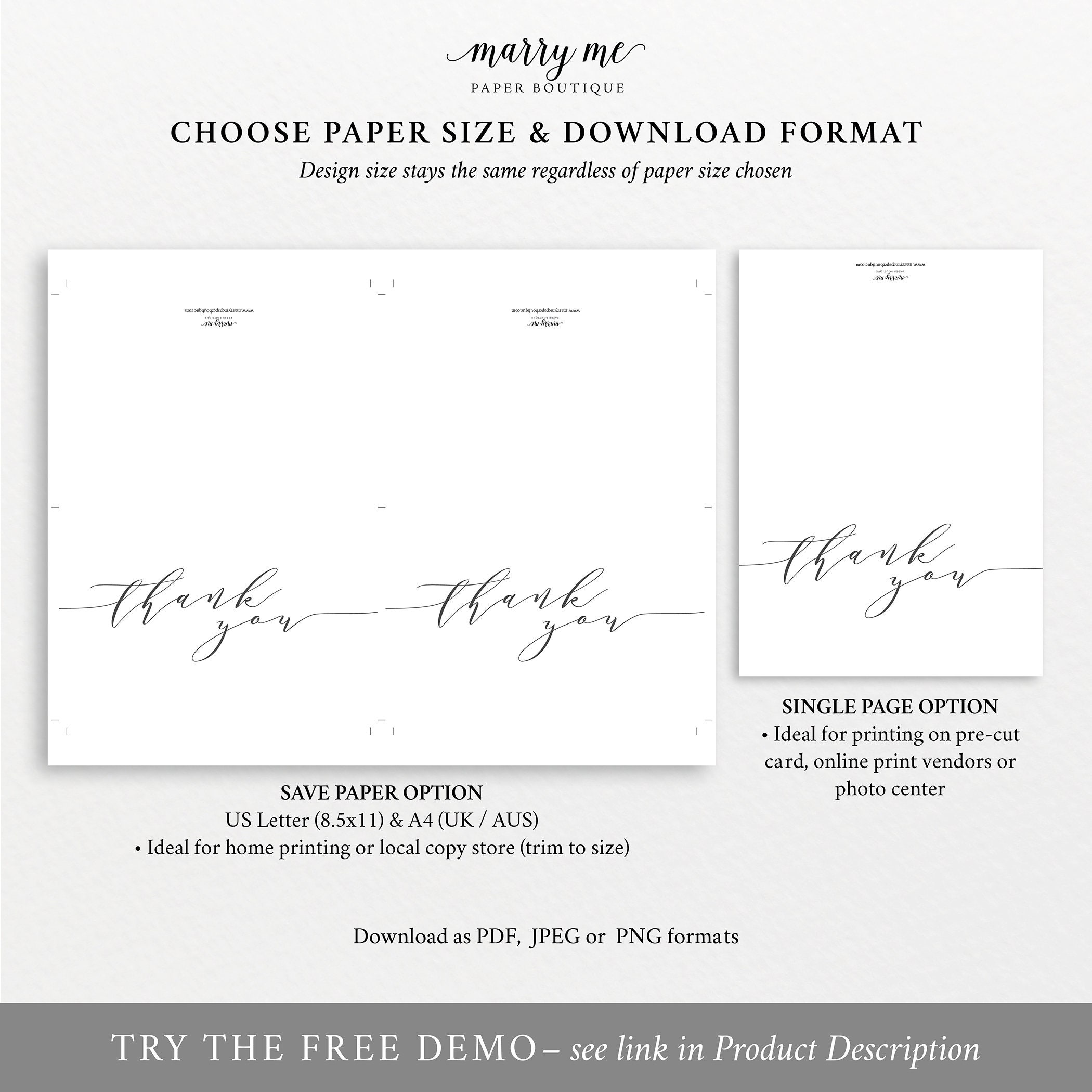 Elegant Thank You Card Template Modern Folded Card | Etsy