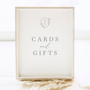 Wedding Cards & Gifts Sign Template, Elegant Crest and Monogram ...