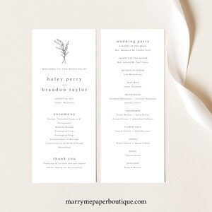 Minimalist Wedding Program Template Modern Program Printable - Etsy