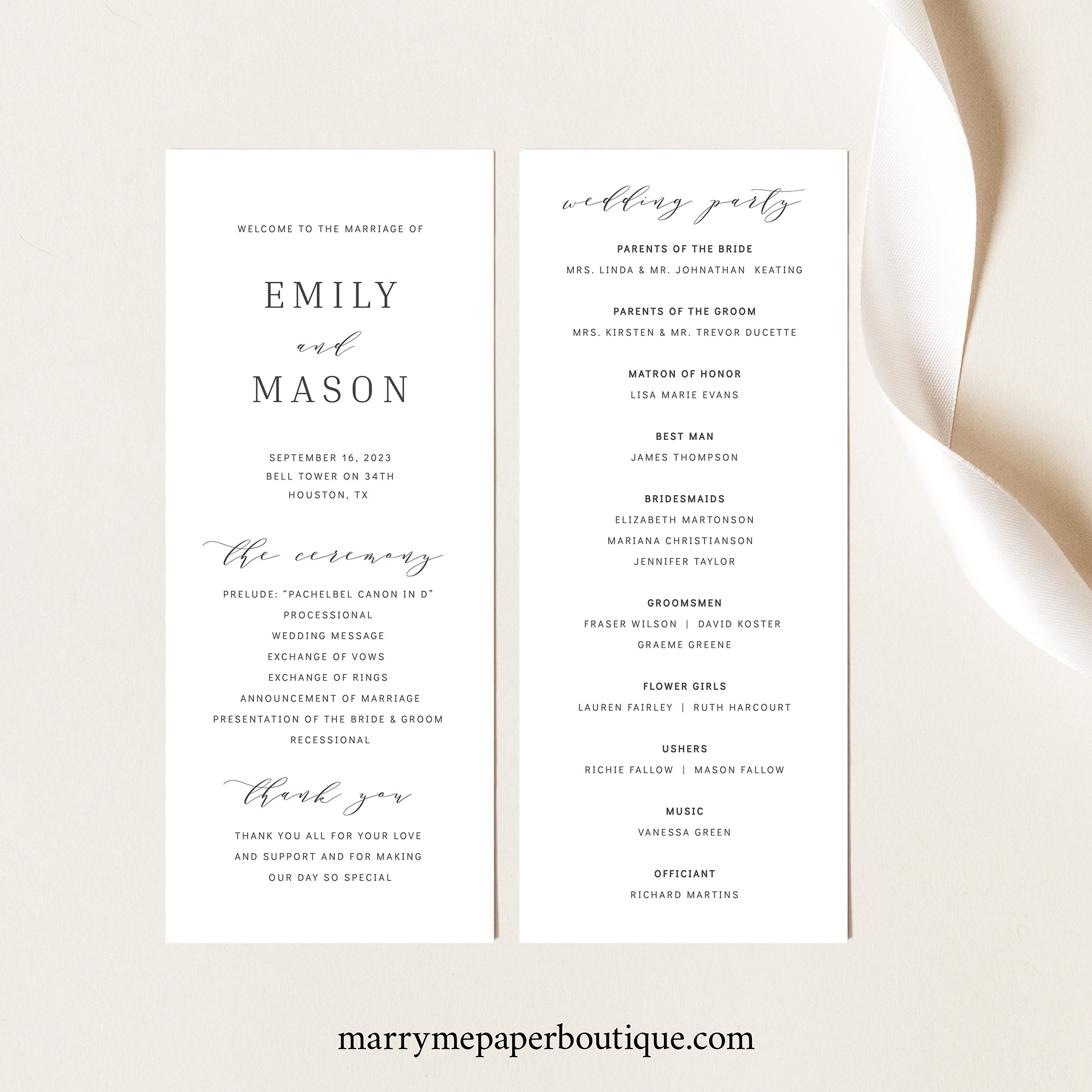 Wedding Program Template Formal & Elegant Try Before - Etsy