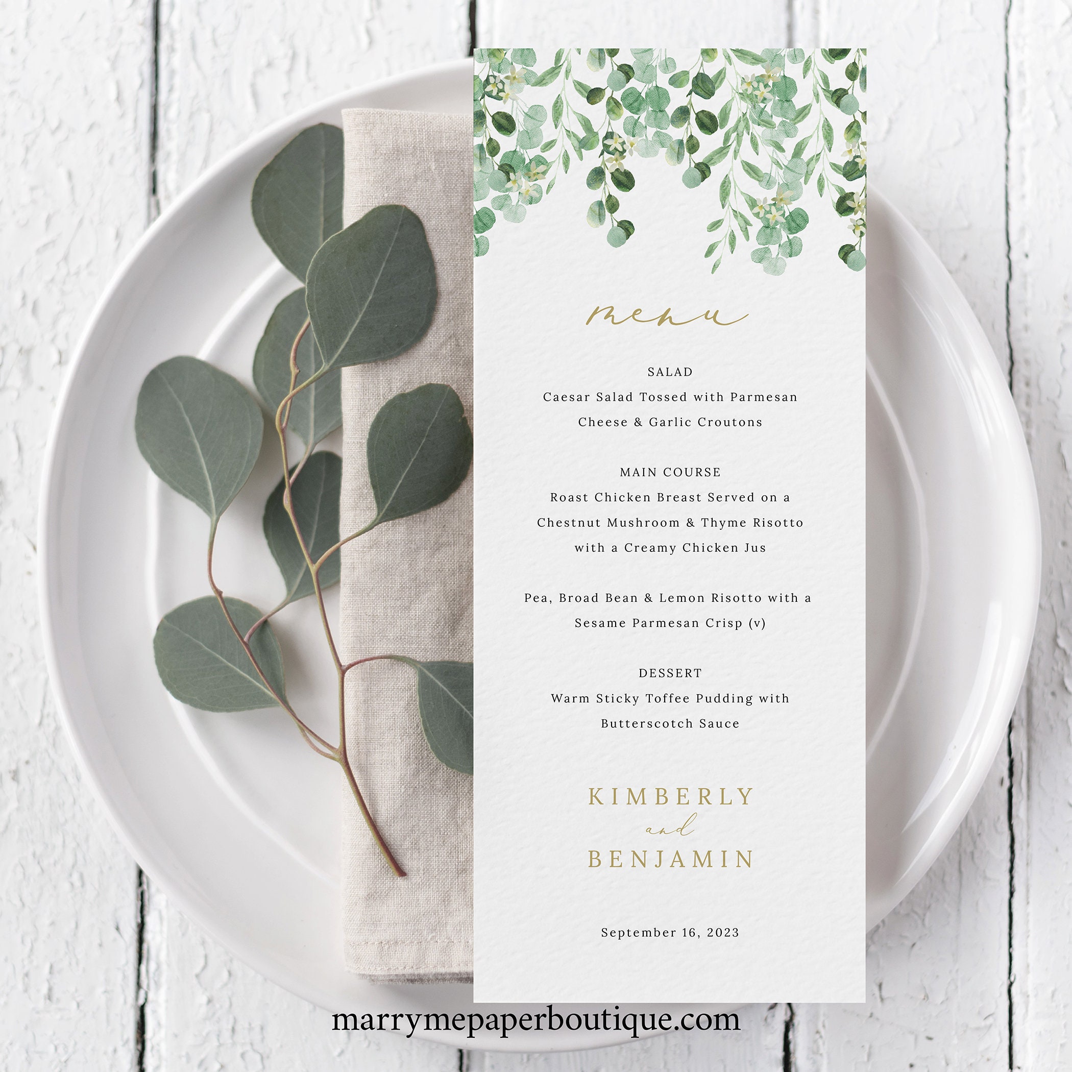 Wedding Menu Template Garden Greenery Templett Editable | Etsy