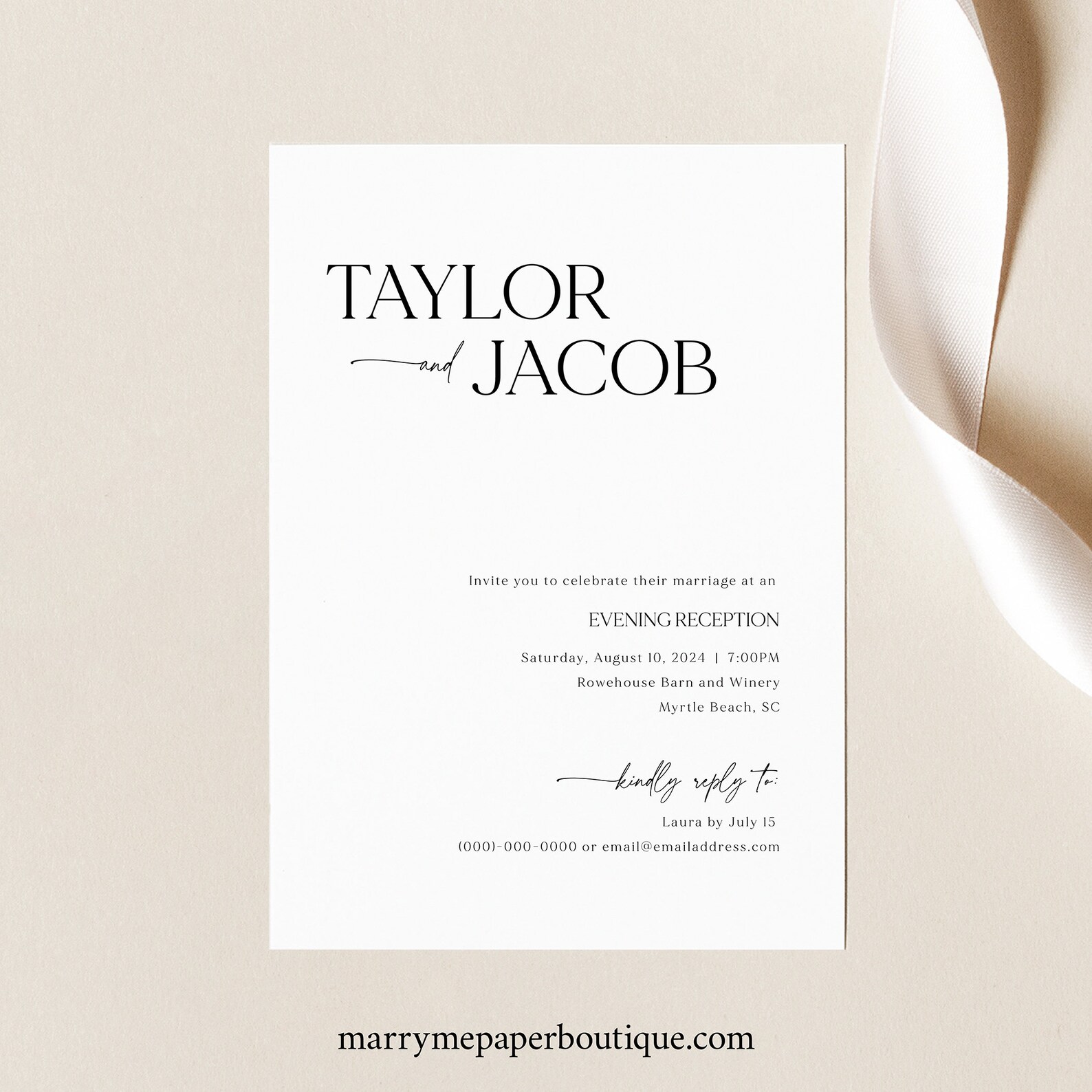Reception Invitation Template Modern & Classic Wedding - Etsy UK