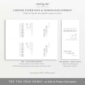 Reserved Seat Sign Template, Modern & Classic, Editable, Reserved Row ...