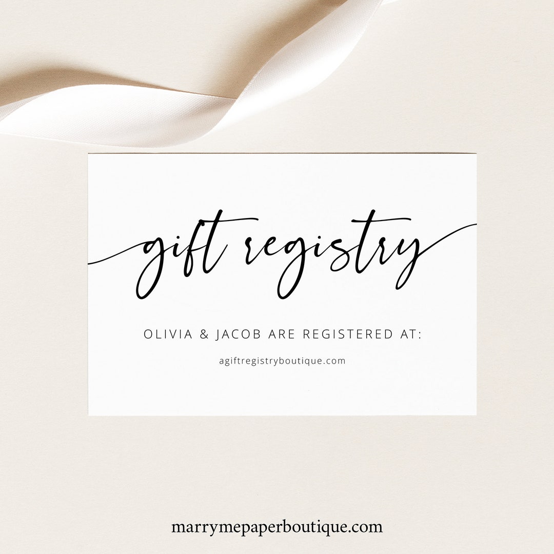 Wedding Registry Card Template, Modern Calligraphy, Gift Registry ...