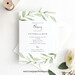 Marriage Blessing Ceremony Invitation Template, Greenery Leaves ...