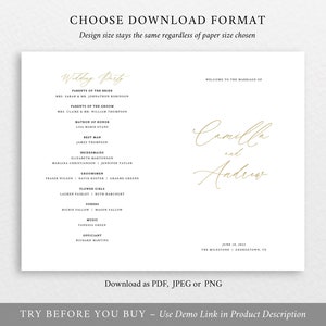 Wedding Program Template Free Demo Available Printable | Etsy