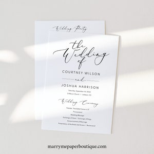 Wedding Program Template, Elegant Script, Wedding Ceremony Program ...