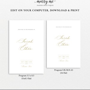 Four Page Wedding Program Template Calligraphy Design in - Etsy