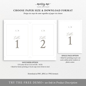 Table Number Template, Monogram & Border, Printable Table Number Sign ...