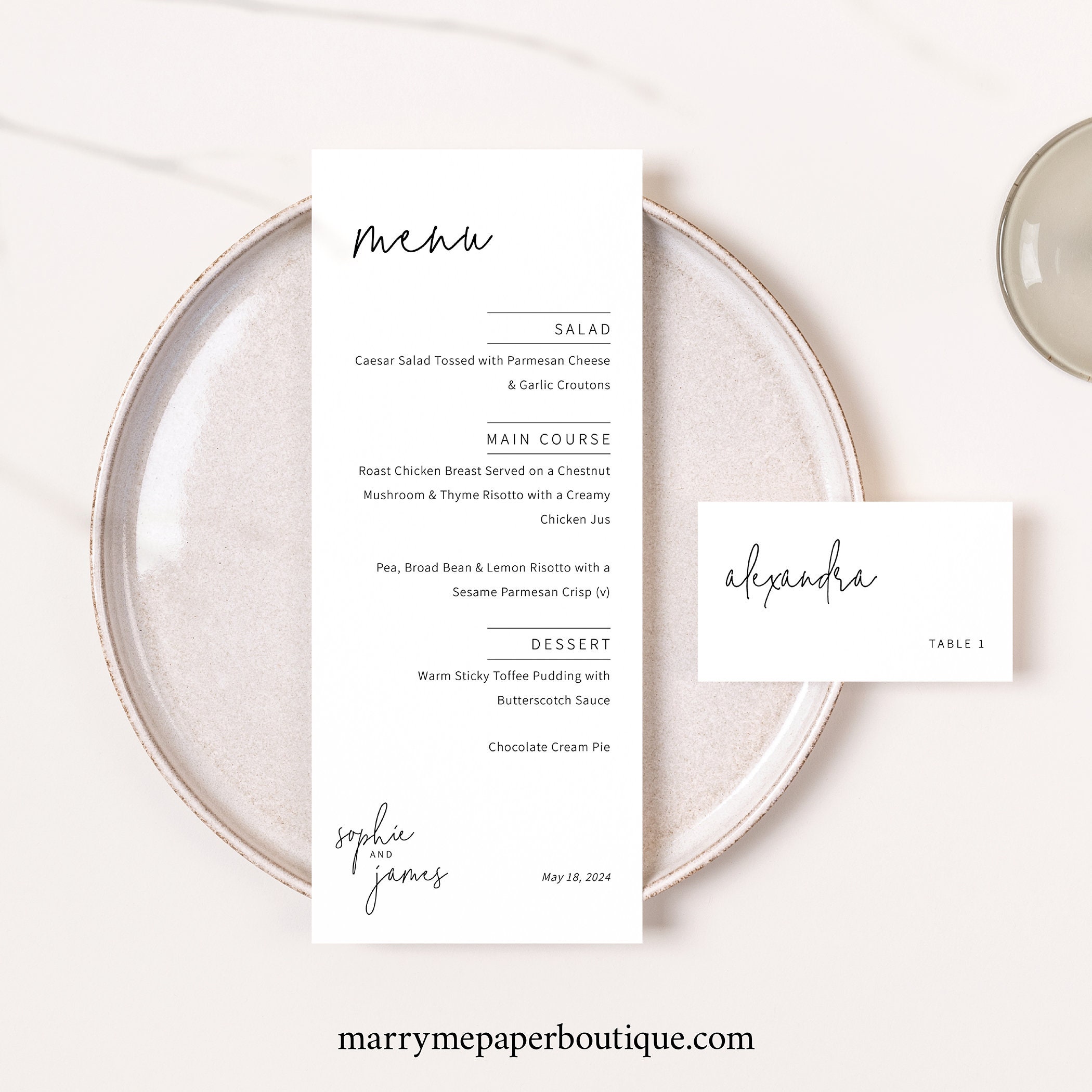 Table Menu Card Template