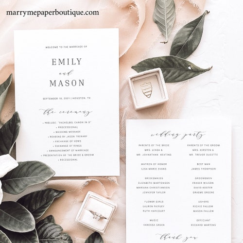 Wedding Program Template Formal & Elegant Try Before - Etsy