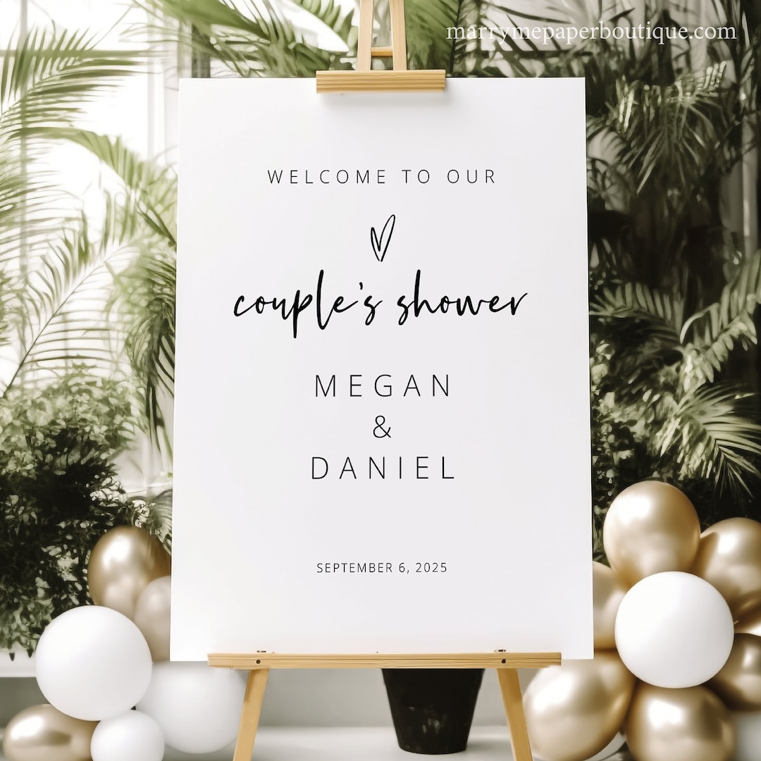 Couples Shower Welcome Sign Template Love Heart Modern - Etsy