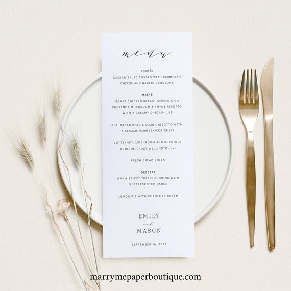 Wedding Menu Template Editable Instant Download Formal & | Etsy Canada