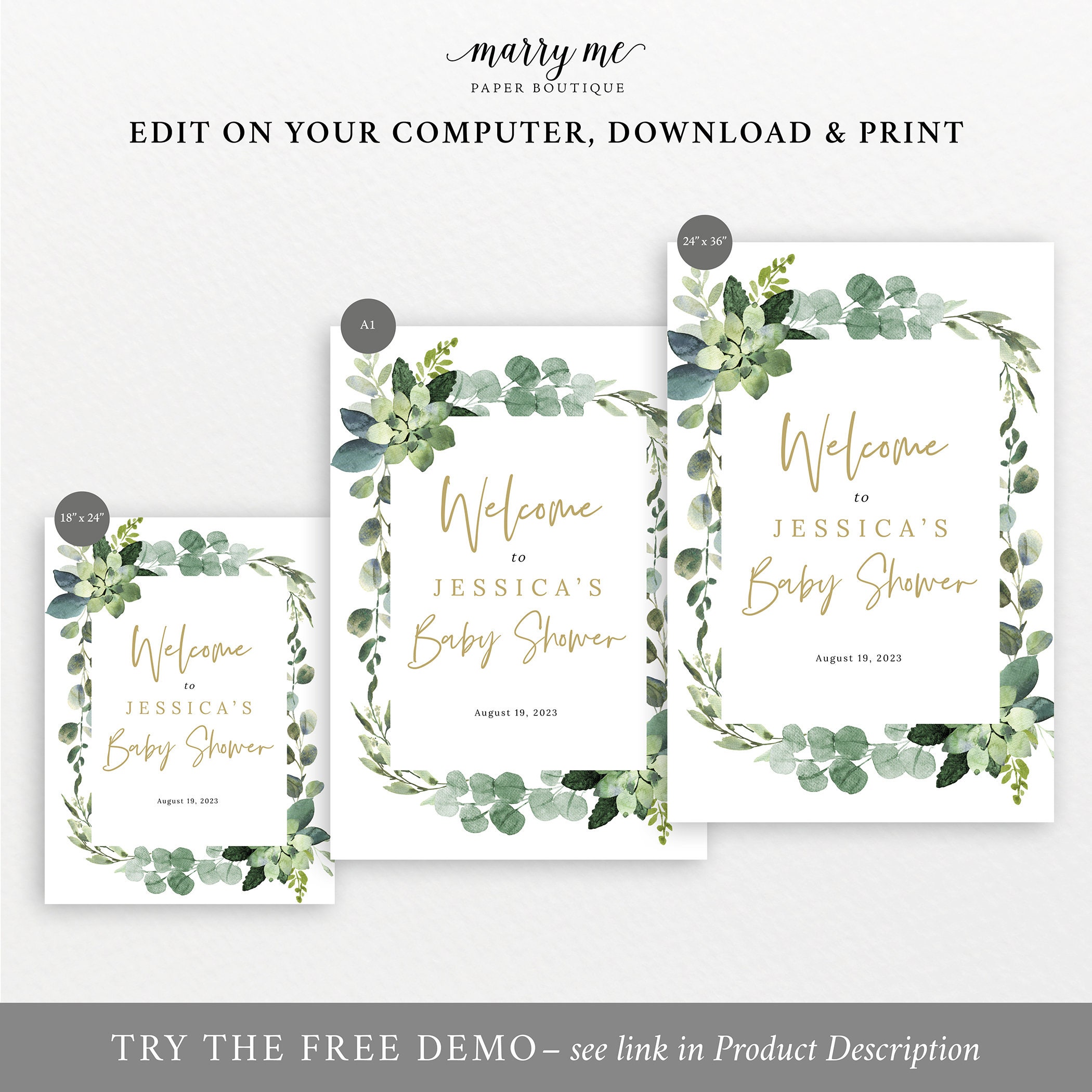 Lush Greenery Baby Shower Welcome Sign Template Baby Shower - Etsy
