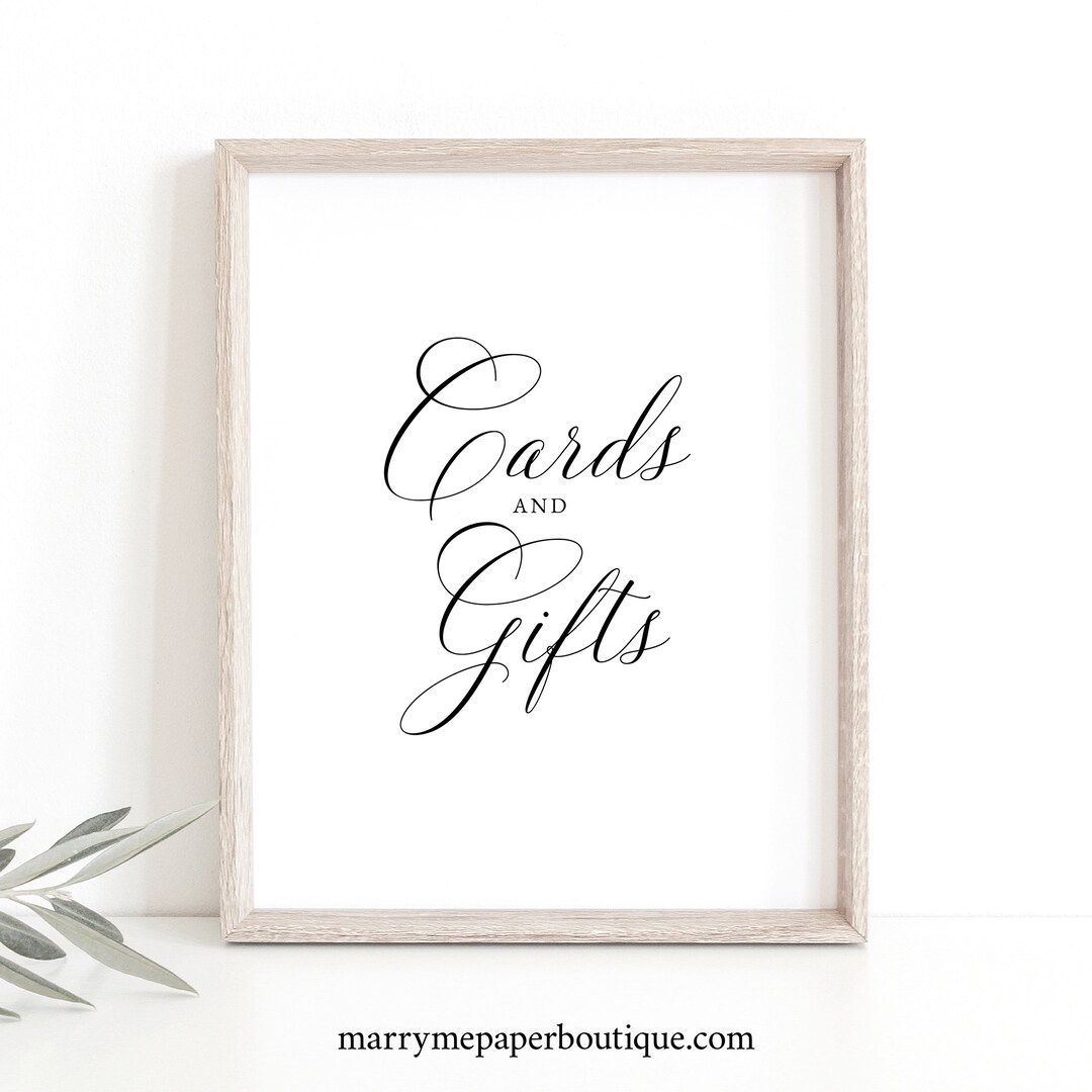 Cards & Gifts Sign Template, Traditional Wedding Calligraphy, Editable ...