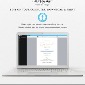 Engagement Party Invitation Template, Stylish Gold Script, Engagement ...