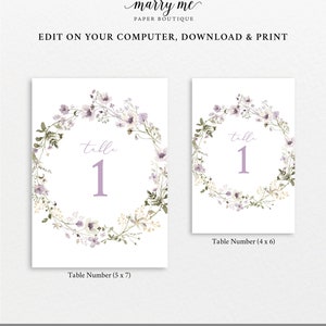 Table Number Template, Rustic Lavender Flowers, Floral Lavender Table ...